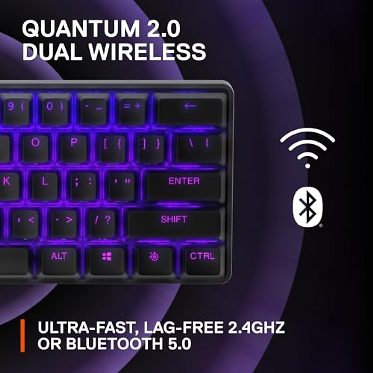 SteelSeries Apex Pro Mini Wireless HyperMagnetic Gaming Keyboard – Compact 60% Form Factor - Adjustable Actuation - RGB – PBT Keycaps- Bluetooth – 2.4GHz - USB-C