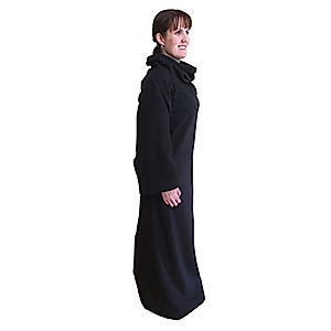 LA-Z Blanket Premium - Deluxe, Super Warm Wearable Reading Blanket with Pockets and Sleeves for Adults (Black)