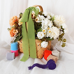 TONIFUL 4 Rolls Beige Chiffon Ribbon 1 1/2 inch× 5.5 Yards Ribbon Fabric Silk Ribbon for Gift Wrapping Wedding Party Decoration Flower Bouquet Wrapping Bows Making DIY Crafts