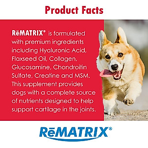 Pet Health Solutions PHS ReMATRIX Joint Support Supplement for Dogs - Glucosamine, Chondroitin, MSM, Omega-3 - Hip and Joint Pain Relief and Support for Dogs - Made in USA - 240 Soft Chews