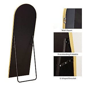 AyeWish Arched Mirror - 64"21", Aluminum Frame - Gold, Floor Standing or Wall Mounted