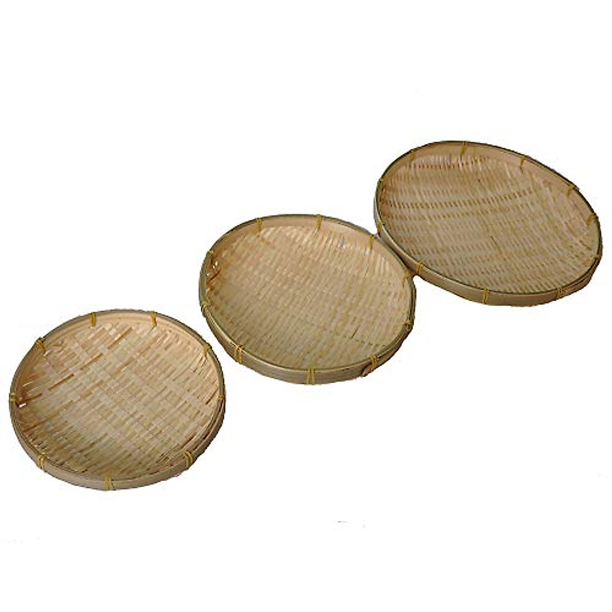 100% Natural Handmade Woven Bamboo Basket Tray U Shape Holder Bulk Food Flat Shallow Basket Size 5inch 6inch 10inch 15inch Bulk All Size Available for Customizing (13cm/5")