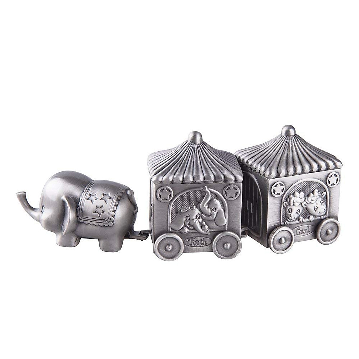 Feyarl First Curl and Tooth Elephant Keepsake Box Teeth Fairy Organizer Containter Tins Box for Christmas Kids Shower Newborn Birthday Gift