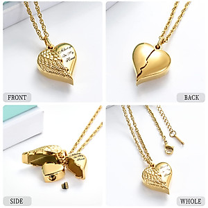 shajwo Cremation Jewelry Angel Wing Heart Urn Necklaces for Ashes for Women Men Keepsake Memorial Ashes Pendant,Grandma