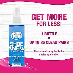 ShoeAnew Quick ’n Brite Cleaning Kit - Footwear Cleaner for All Shoe Types - Sneakers, Boots, Dress Shoes, Collectibles - 12 Ounce Bottle, Soft Bristle Brush and Premium Microfiber Cloth
