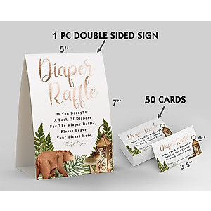 Diaper Raffle Tickets for Baby Shower Sign，Baby Shower Invitations with Diaper Raffle Cards - Baby gender neutral tickets(1 Sign with 50 Raffle Tickets) Toctose024