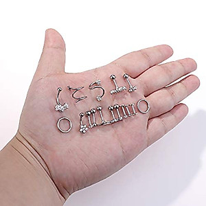 ORAZIO 17Pcs Cartilage Earrings For Women Surgical Steel Tragus Helix Daith Rook Conch Piercing Jewelry 16G Earrings