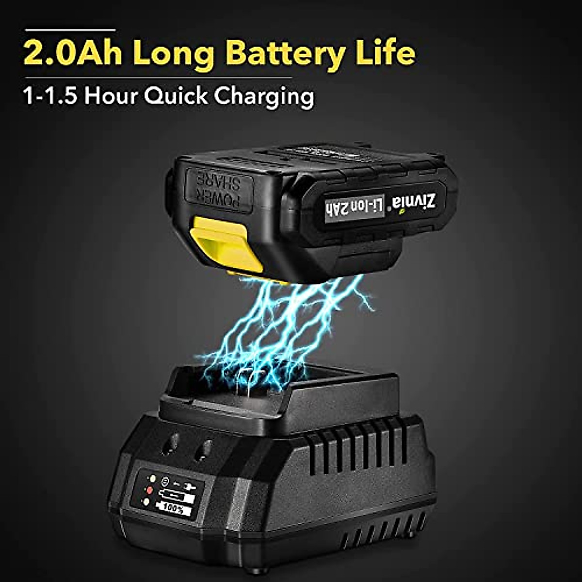 Leaf Blower - 20V Leaf Blower Cordless with Battery & Charger, Electric Leaf Blower for Lawn Care, Battery Powered Air Leaf Blower Cordless Lightweight (Battery & Charger Included)