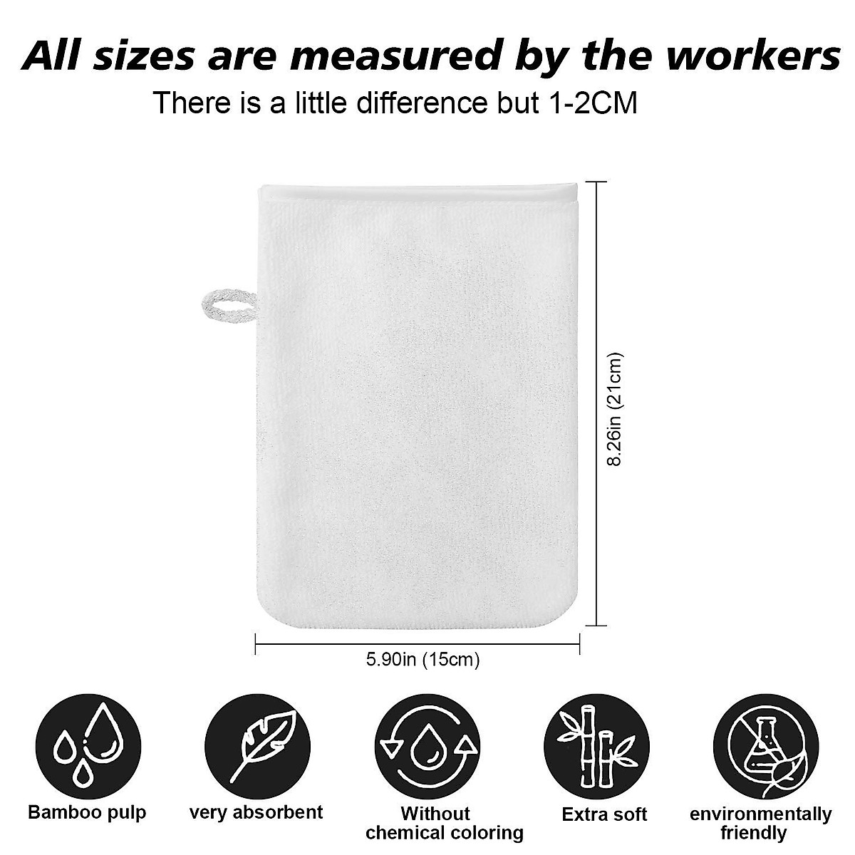 PHOGARY 10 Pack Microfiber Body Wash Mitts, Soft Face Mitten, Bath Spa Cloth, Reusable Makeup Remover Mitt Gloves, European Style Wash Cloth, 6×8 inch, White and Grey