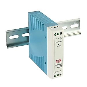 DynMach MDR-10-24 DIN Rail Mounted Power Supply - Input: 85-264VAC; Output: 12VDC, 0.42A, 10W; High Efficiency and Stability, Engineered for Small Scale Industrial Applications