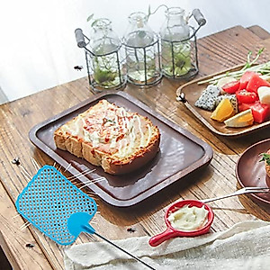 RMISODO 4 Pieces Plastic Fly Swatter Extendable Manual Swat Fly Tool with Stainless Steel Telescopic Handle, Random Color