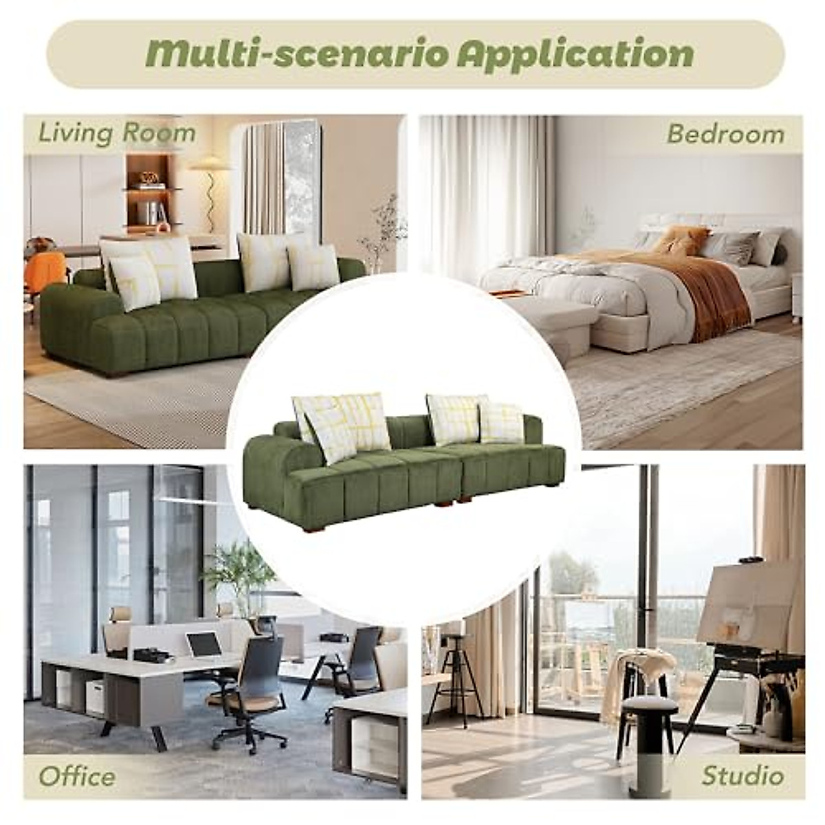 Modern Cloud Sofa Mid-Century Comfy Boucle Couch,Oversized Luxury Loveseat Corduroy Fabric Upholstered Leisure Deap Seat Sectional Sofá Modular Couches with 4 Throw Pillows for Living Room