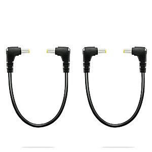 GINTOOYUN 2 PCS DC 5.5MM x 2.5MM 90 Degree Male to Male Plug Cable, 18AWG Right Angle DC5525 Power Cable Extension Cord for Strip Lihgt,CCTV,Monitors,etc(0.3m)