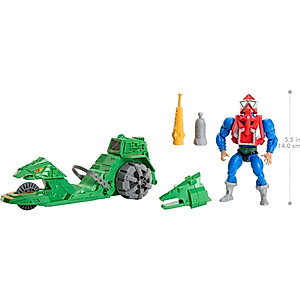 Masters of the Universe Origins Action Figure & Vehicle, Ground Ripper & Mekaneck, 80s Inspired MOTU Toy with Accessories