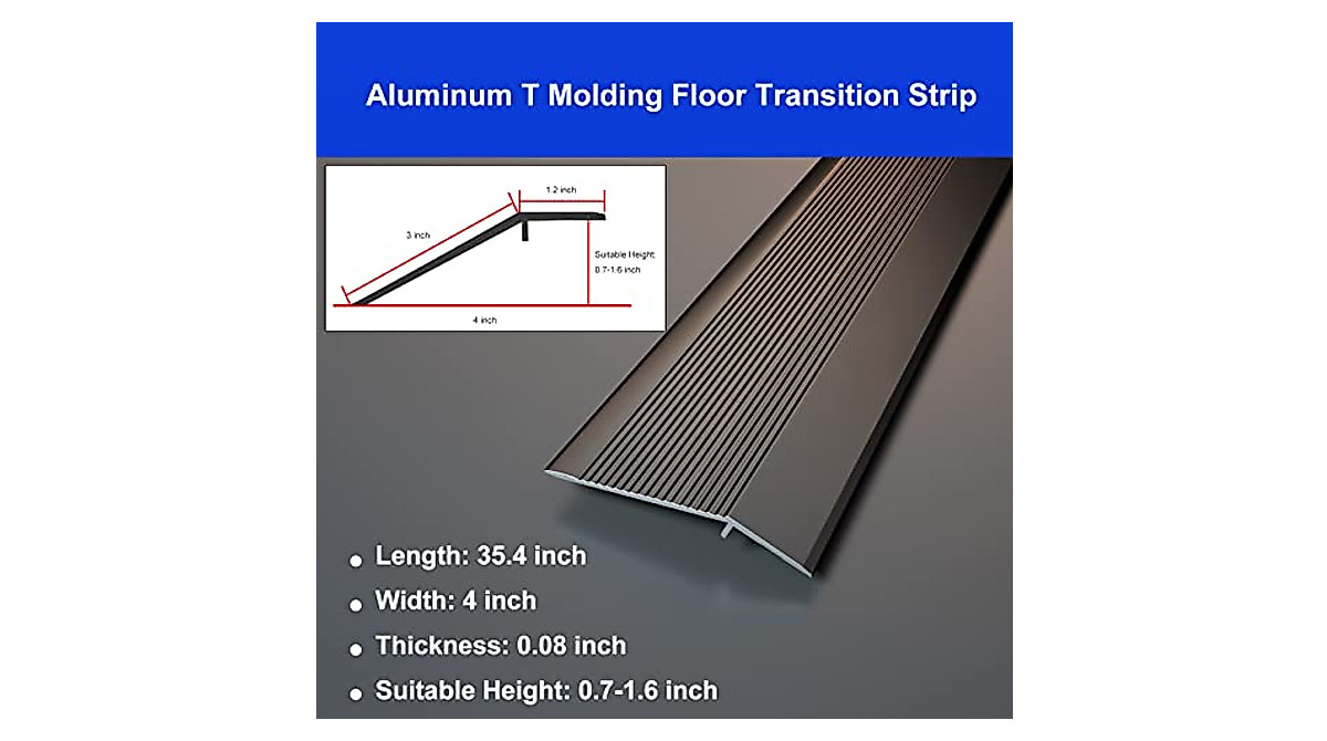 Aluminum Floor Threshold Strip for Doorways | Easy No-Drill Installation