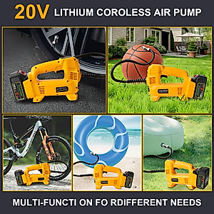 TENMOER Tire Inflator Air Compressor for Dewalt 20V Battery, 150PSI Portable Air Pump with Digital Pressure Gauge for Car,Motorcycle,Bicycle Balls (Too Only,No Battery)