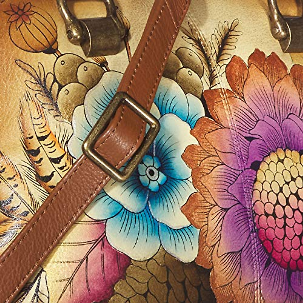 Anna by Anuschka womens Leather Medium Satchel Bag, Rustic Bouquet, One Size US