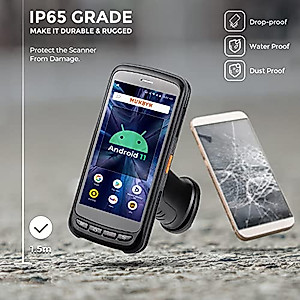 Newest 2023 Android Barcode Scanner MUNBYN Handheld Mobile Computer 1D/2D QR Zebra Scanner with Pistol Grip Android 11 Data Terminal IP65 Rugged PDA 4G Wi-Fi GPS BT 8000mAh Battery for WMS Management