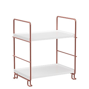 Desktop Cosmetics Storage Rack Rose Gold 2/3 Layers Bathroom Makeup Organizer Assembled Kitchen Seasoning Iron Storage Shelves (2-LAYERS)