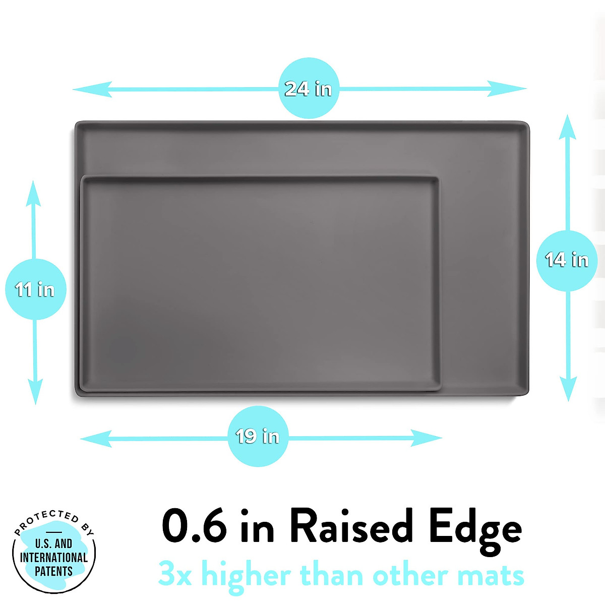 CatGuru Cat Food Mat, Small & Large Pet Food Mat, 100% Waterproof Cat Mat for Food and Water, Silicone Mat For Cat Bowls, Non-Slip Mat For Cat Food and Water Bowl or Cat Water Fountain (Small, Carbon)