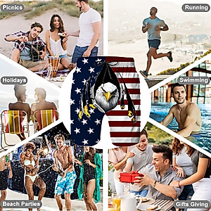 Heucapc Men's American Flag Swim Trunks Quick Dry Swimming Trunks Patriotic Beach Shorts with Mesh Lining and Pockets M