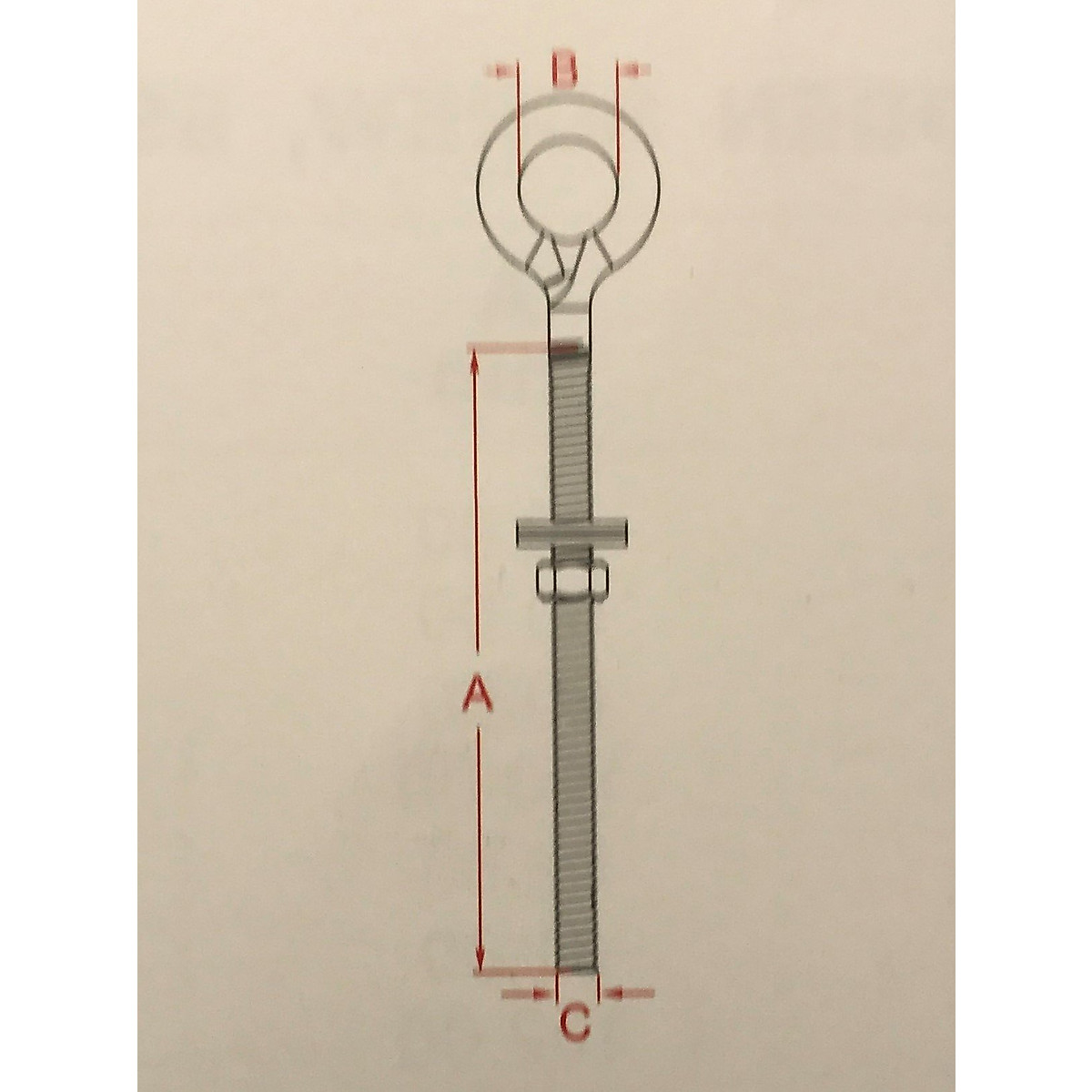 US STAINLESS 4 Pieces Stainless Steel 316 M6 Eye Bolt 6mm x 80mm (1/4" x 3 3/16") Marine Grade Pitch of 1