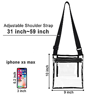 HULISEN Clear Crossbody Purse Bag, Stadium Approved, with Extra Inside Pocket