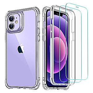 ESR Military-Grade 360° Hybrid Protection Compatible with iPhone 12 Case/iPhone 12 Pro Case [10FT Drop Tested] [Heavy Duty Shockproof ] with [2 Tempered Glass Screen Protectors], 6.1" - Clear