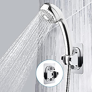 Thinp Strong Adhesive Shower Holder, Handheld Shower Head Holder No Drilling Wall Mounted Shower Bracket Shower Hose Holder for Handheld Shower Head