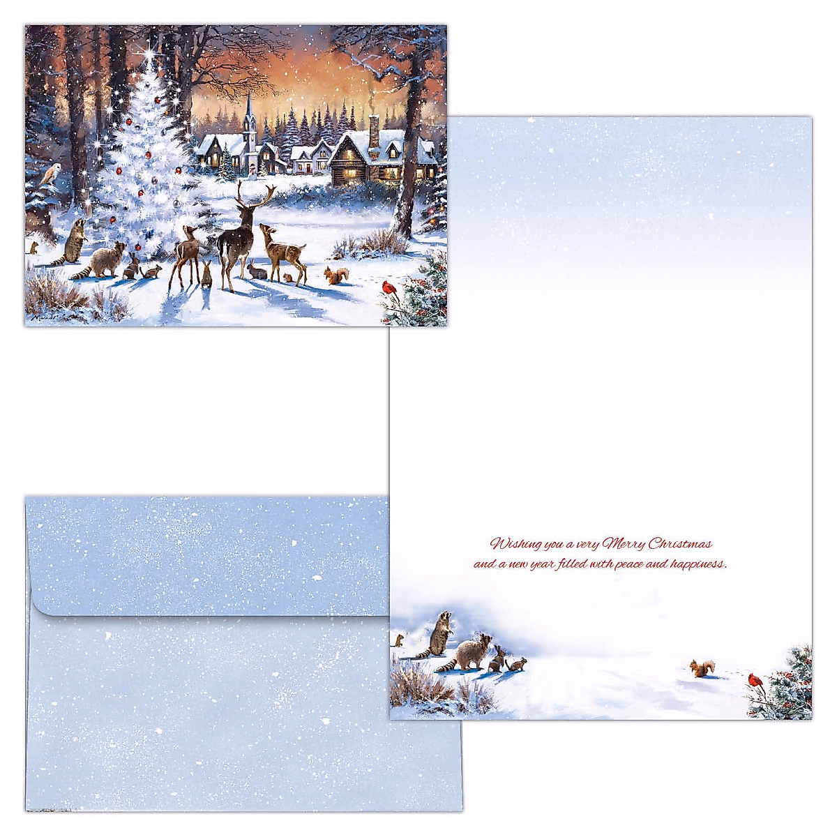 Crown Point Graphics 30 Count Woodland Glitter Christmas Cards