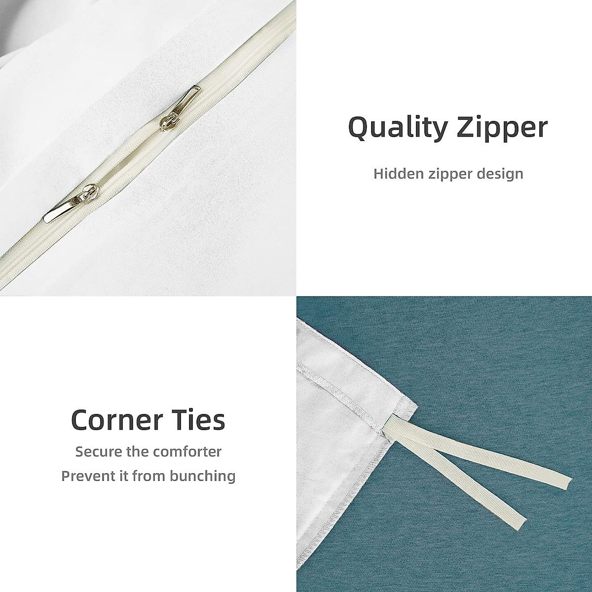 BBANGD Duvet Covers Queen Size - Ultra Soft and Breathable Bedding Comforter Cover Set Washed Microfiber 3 Pieces with Zipper Closure Duvet Cover and 2 Pillow Shams (White)