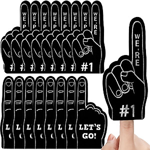Sinmoe 24 Pcs Mini Foam Finger Sport Fan Foam Mini Finger, We're #1 Sports Themed Party Supplies for Baseball Basketball Soccer Events Team Gifts(Black)