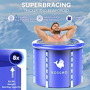 Ice Bath Tub for Athletes, X-Large 113 Gallons Ice Plunge Tub with Cover, Ice Pod Cold Bath Plunge Tub for Cold Water Therapy and Recovery, Thicken Cold Tub Ice Baths at Home & Outdoor
