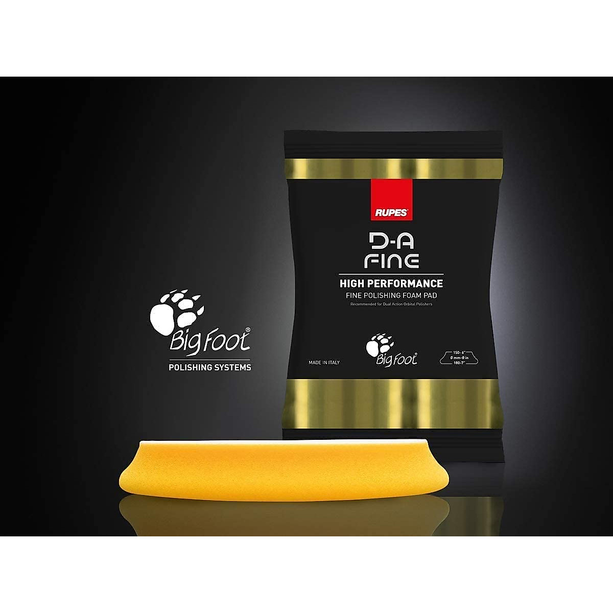 RUPES D-A Fine High Performance Fine Polishing Foam Pad 2-Pack W/ 2 Edgeless Microfiber Towels (6" Face, 5" Backing)