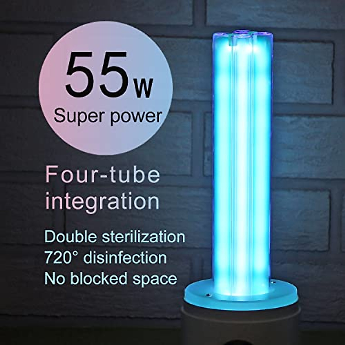 COTTON KNIGHT, UV Light Sanitizer, 55W UVC Germicidal Lamp, Air and Surface Sterilization, Kills 99.99% Germ Mites Molds, Room/Bathroom/Basement up to 750 sqft, 1Y Warranty (Pink with Ozone)