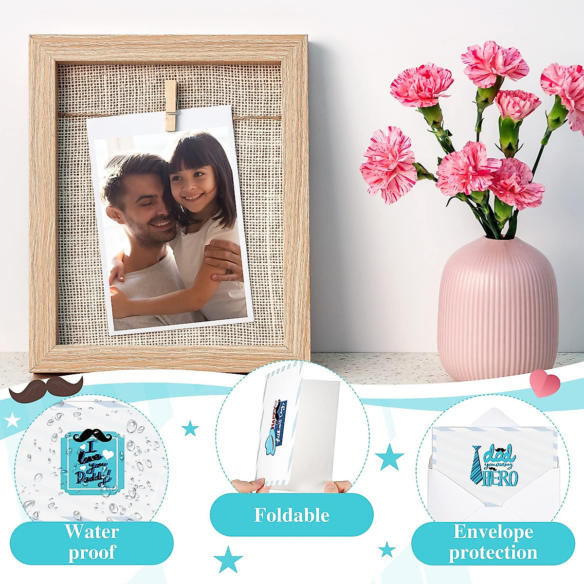 Lincia 24 Sets Father's Day Card Happy Father's Day Greeting Cards with Envelopes and Stickers 5.9 x 3.9 Inch 6 Assorted Father's Day Note Card for Dad Father's Day Birthday Gifts Favors