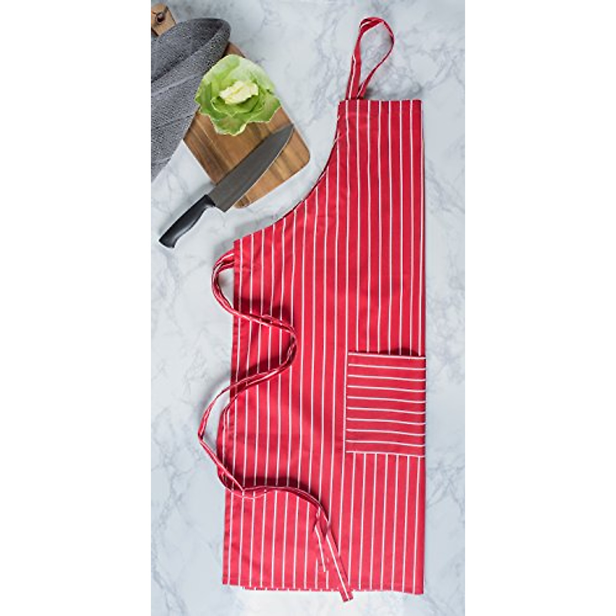 DII Professional and Commercial Grade, Chef Stripe Kitchen, Apron, Tango Red