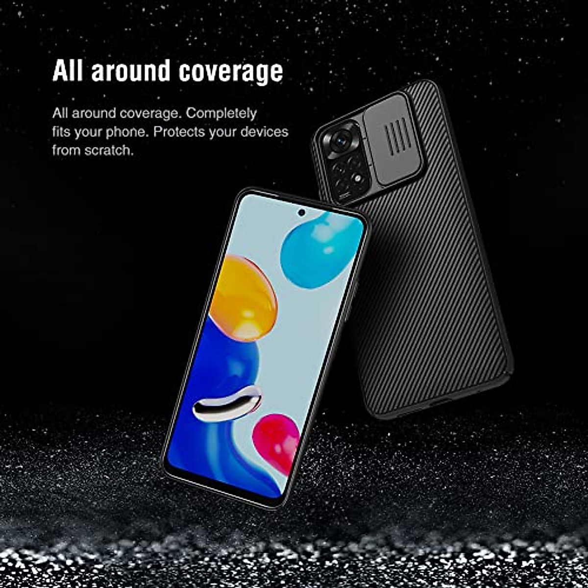 XiaoMi RedMi Note 11 (4G) Case with Camera Cover,Slim Fit Thin Polycarbonate Protective Shockproof Cover with Slide Camera Cover, Upgraded Case for XiaoMi RedMi Note 11 (4G) (Black)
