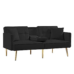 Sofa Bed Sleeper Couches and Sofas with 2 Cups - 69'' Couch Recliner Convertible Sofa Modern Adjustable Velvet Futon Couches Sofas Bed for Living Room Fold Up and Down Recliner Couch