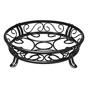 Yimobra Metal Plant Stand for Outdoor Indoor, Heavy Duty Flower Pots Holder Rustproof Wrought Iron Planter Stands Garden Round Supports Rack for Planter 11.8 Inches, Bronze Black