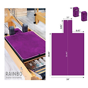 RAINBO Pilates Reformer Non-Slip Mat Towel (Included 2 Pcs Shoulder Block Covers) (Purple), Multicolor