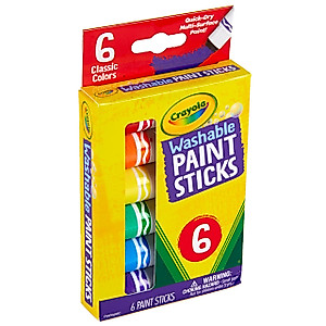 Washable Paint Sticks, No Water Required, Paint Set for Kids, Art Supplies, 6 Count