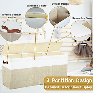 storasier Large Toy Box Chest,Toy Storage Organizer,Storage Bins with Lids,Stuffed Animal Storage,Toy Bins for Kids,Toddlers,Baby,Girls,Nursery,Living Room,playroom(Beige)