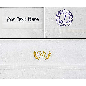 Home and Plan Personalized Towels with Text | 4-Piece Set, 2 Hand Towels (16x30), 2 Wash Cloths (13x13) | Premium Quality Decorative Turkish Cotton | Embroidered in The USA - Custom Text