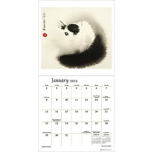 The Artful Cat 2023 Wall Calendar: Brush &amp; Ink Watercolor Paintings