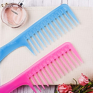 4 Pieces 9 1/2 Inches Anti Static Large Tooth Detangle Comb, Wide Tooth Hair Comb Salon Shampoo Comb for Long Hair and Curly Hair (Mutil Color 3)