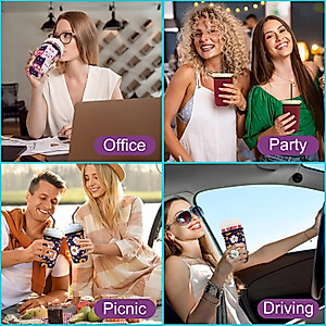 Desing Wish 3 Pack Reusable Iced Coffee Protective Sleeves Cup Insulator Neoprene Coffee Cup Cooler Sleeves Holders for 16-18oz/ 22-24oz/ 30-32oz Cold Drinks - Cats