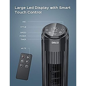 Dreo Tower Fan for bedroom, 90° Oscillating Fans with remote, 3 Modes 4Speeds, 12H Timer, Space-Saving, LED Display with Touch Control, 40 Inch Quiet Bladeless Floor Fan for Home Office, Cruiser Pro