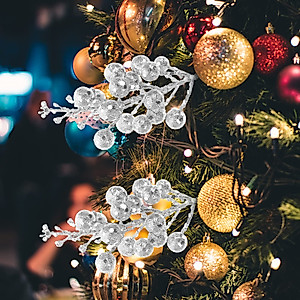 Alipis 10pcs Christmas Imitation Berries Xmas Ornaments Holly Berry Table Centerpiece Christmas Glitter Artificial Holly Berries Holiday Berry Stem Silver Vase Foam Outdoor Decorations