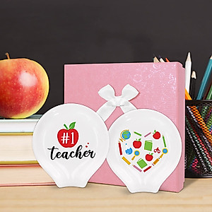 Teacher Gifts Spoon Rest Set of 2 Christmas Gifts Ceramic Spoon Holder for Women Coffee Bar Kitchen Counter Teacher Birthday Teacher Appreciation Week Housewarming Thanksgiving Present